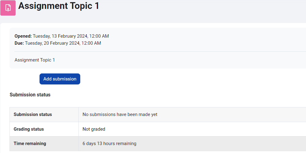 Moodle User Guides for eBwise | Submit assignments